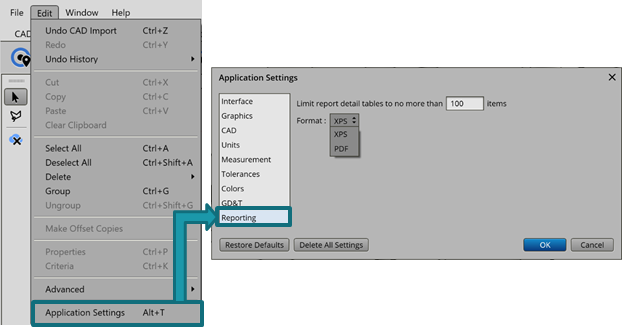 Setting Your Report Format to XPS or PDF
